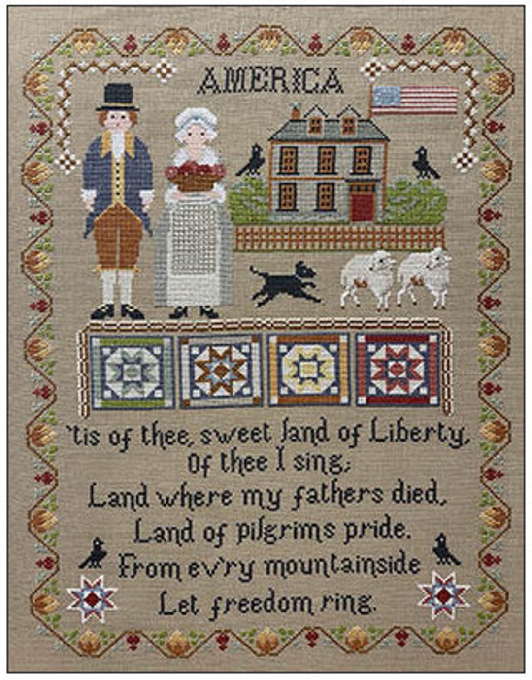 AMERICA * Twin Peak Primitives * Cross Stitch Pattern-c - Etsy