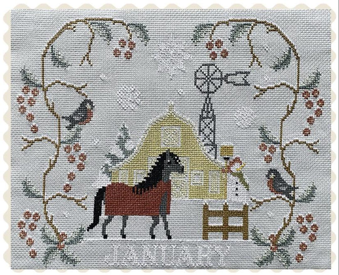 JANUARY BARN CALENDAR Twin Peak Primitives Cross Stitch Pattern-c - Etsy