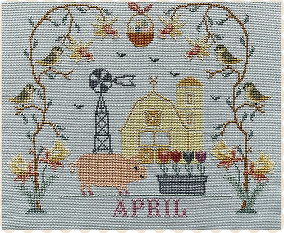 APRIL Barn Calendar * Twin Peak Primitives * Cross Stitch Pattern-c - Etsy