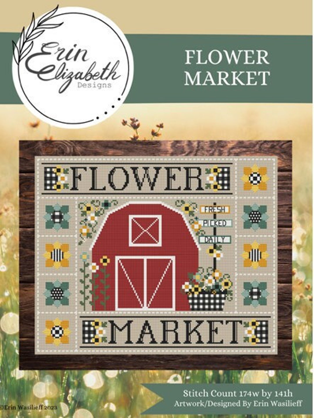 FLOWER MARKET * Erin Elizabeth Designs * Counted Cross Stitch Pattern-3 ...