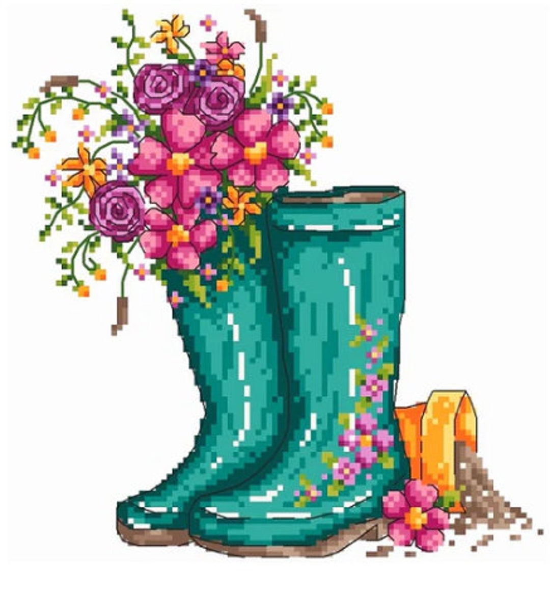 SPRING WELLIES * Shannon Christine Designs * Counted Cross Stitch ...