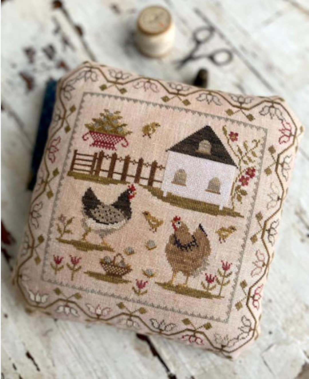 SPRING CHICKENS PINKEEP * Stacy Nash Designs * Cross Stitch Pattern-2 ...