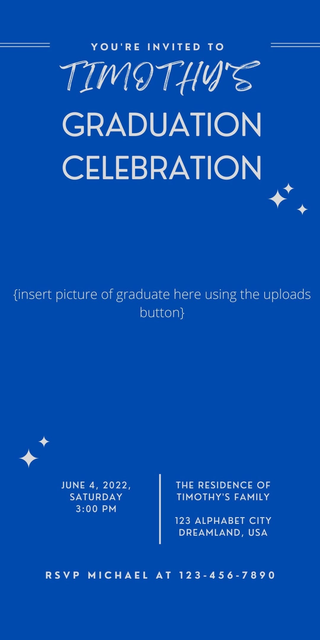 Blue Classic Graduation Invitation Template - Etsy