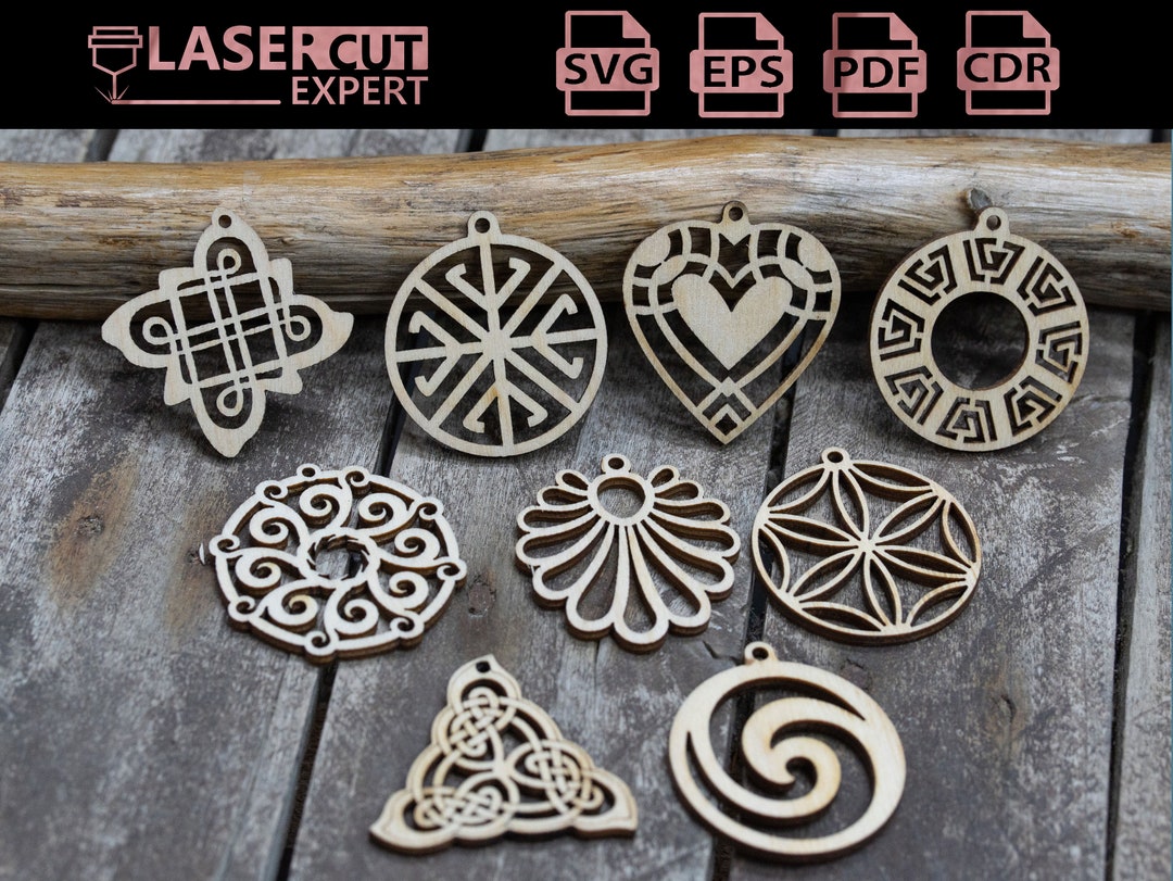 Laser Cut Necklace/ Pendant - Set of 10 Vector Designs- SVG Files for ...