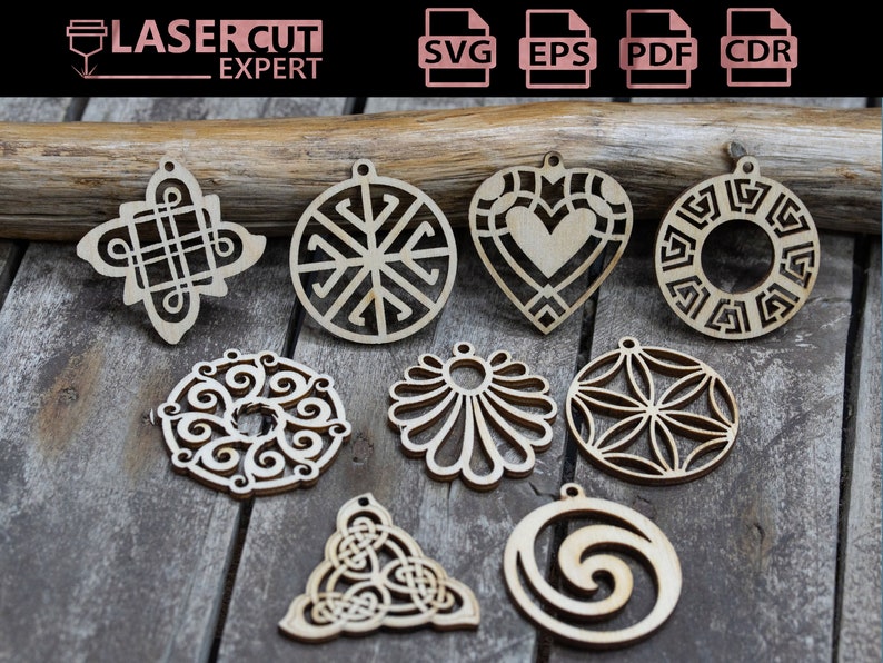 Laser Cut Necklace/ Pendant Set of 10 Vector Designs SVG - Etsy
