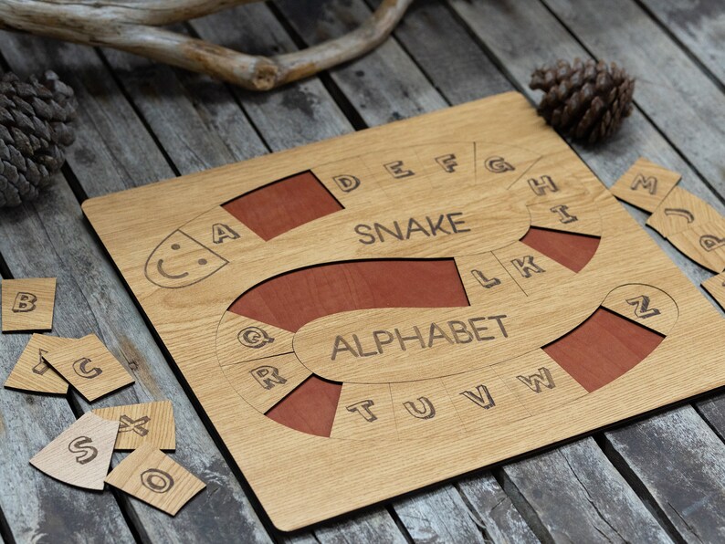 Montessori Snake Alphabet Puzzle Learning Alphabet SVG Laser - Etsy
