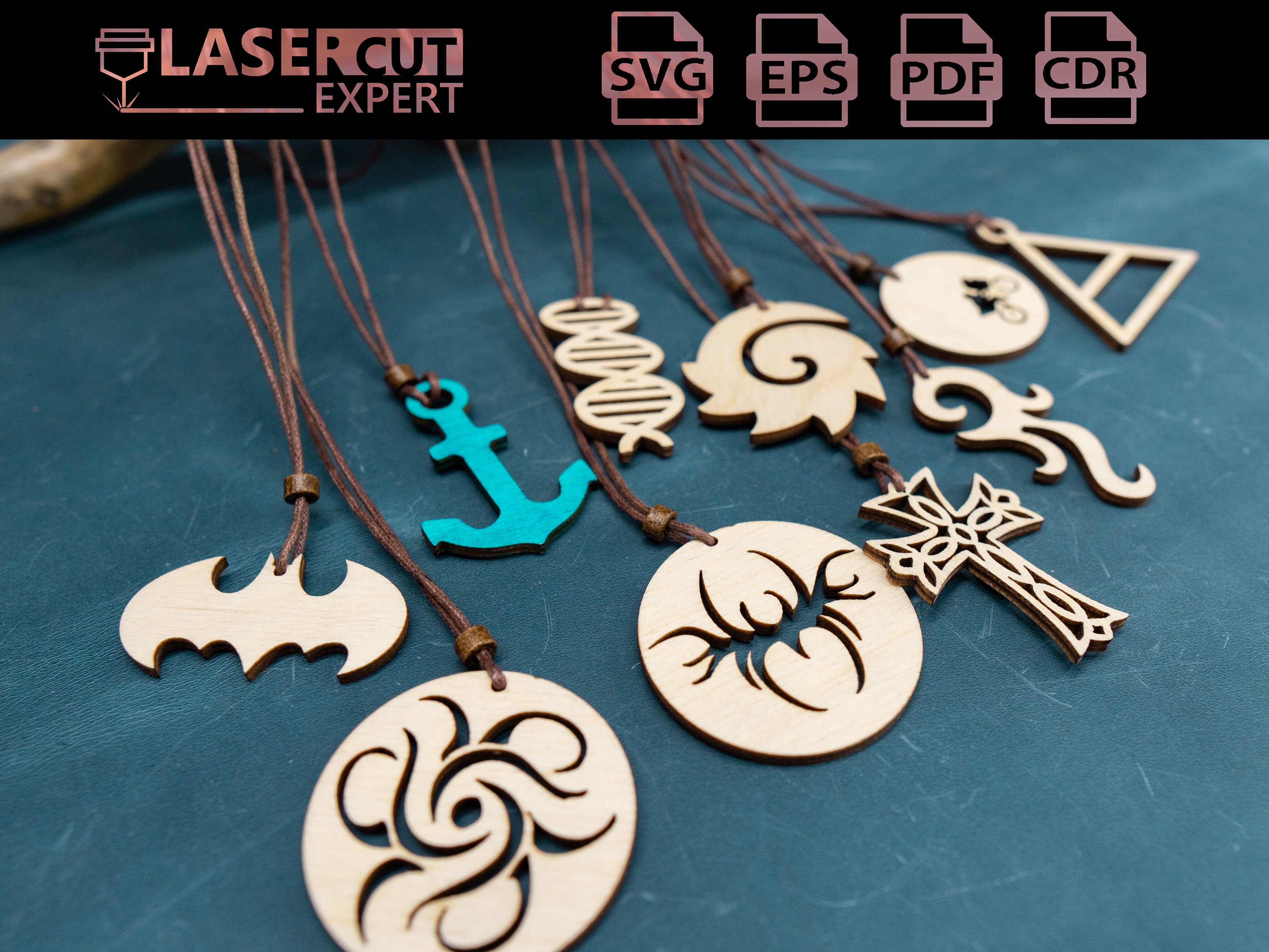 Set of 10 Laser Cut Necklace Vector SVG Files for Laser - Etsy