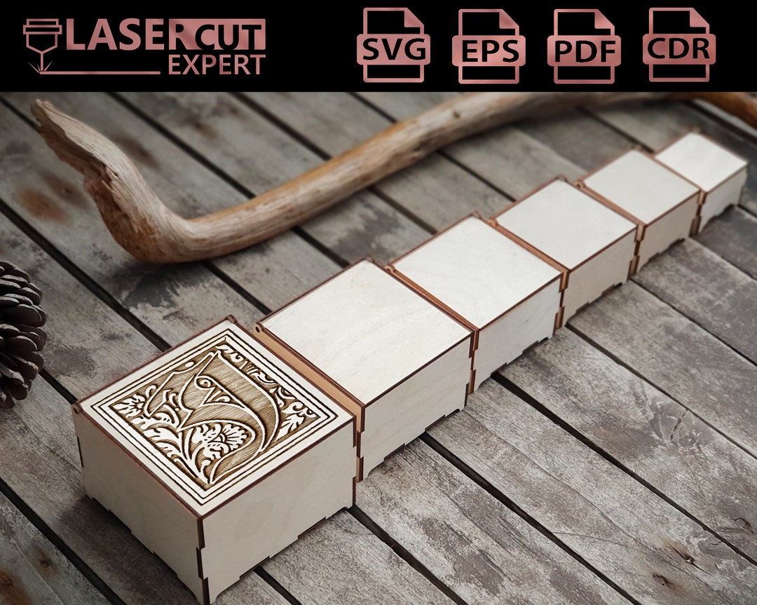 Set of 6 Laser Cut Storage Boxes, Storage Rack With Letter J Engaving ...