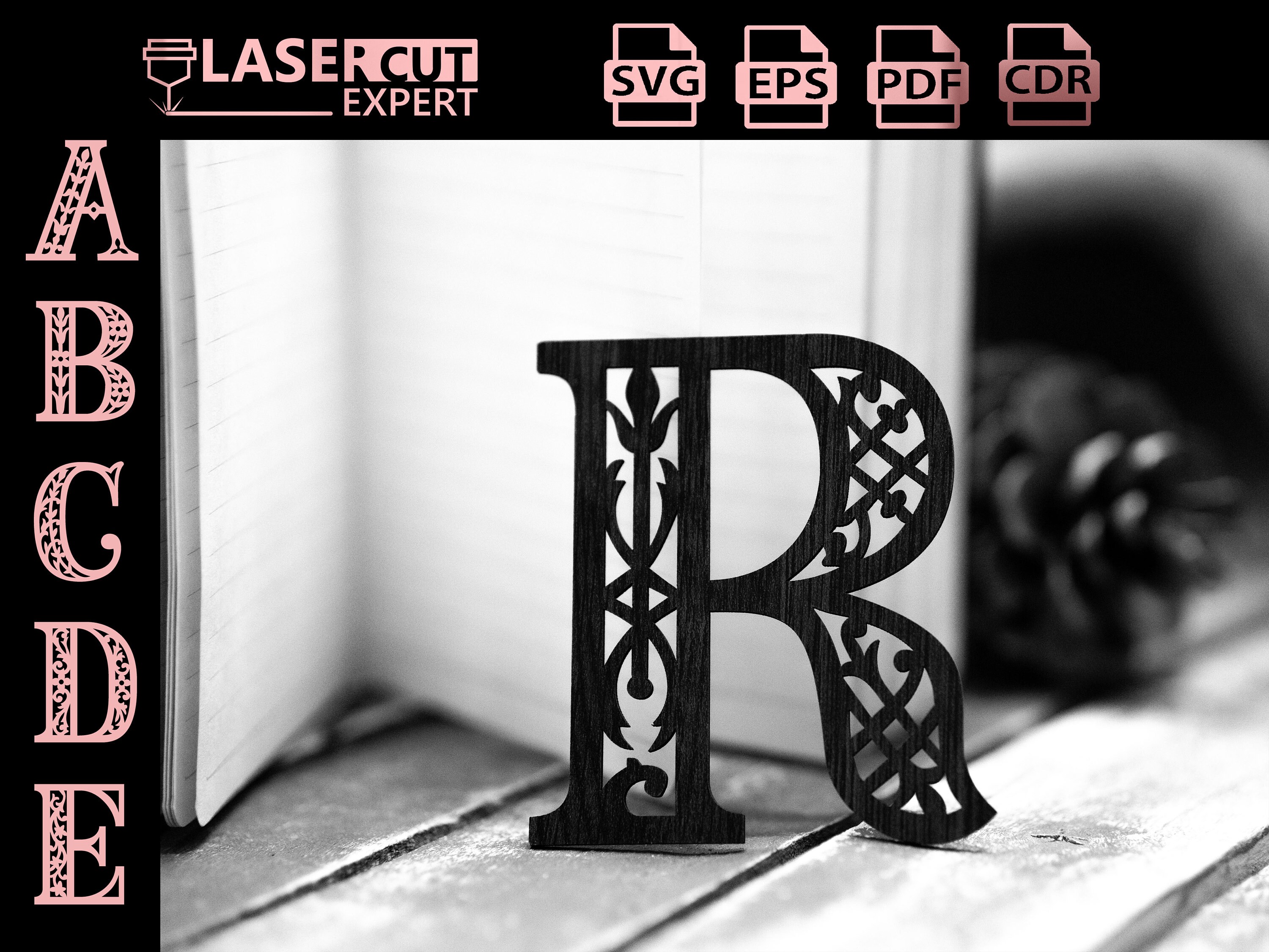 Vintage Letters English and Greek SVG File Wedding Font Digital Cut ...
