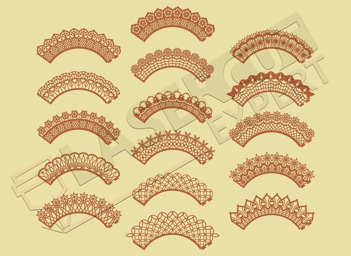 16 Cupcake Wrapper Digital Templates SVG Pdf Eps Vector Files Laser ...