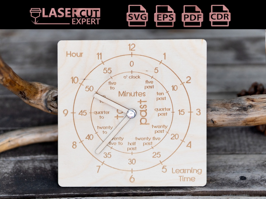 Montessori Learning Clock SVG Laser Cut File | Wooden Learning Clock ...