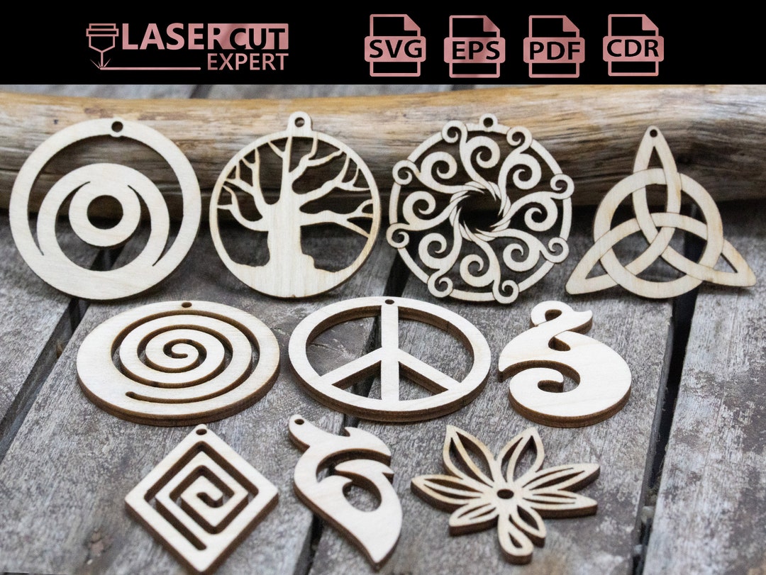 Set of 10 Random Laser Cut Necklace Designs - SVG Files for Laser ...