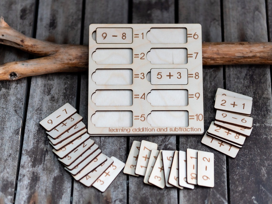 Montessori Aprendizaje Matemáticas SVG Archivo de corte láser / Suma y ...