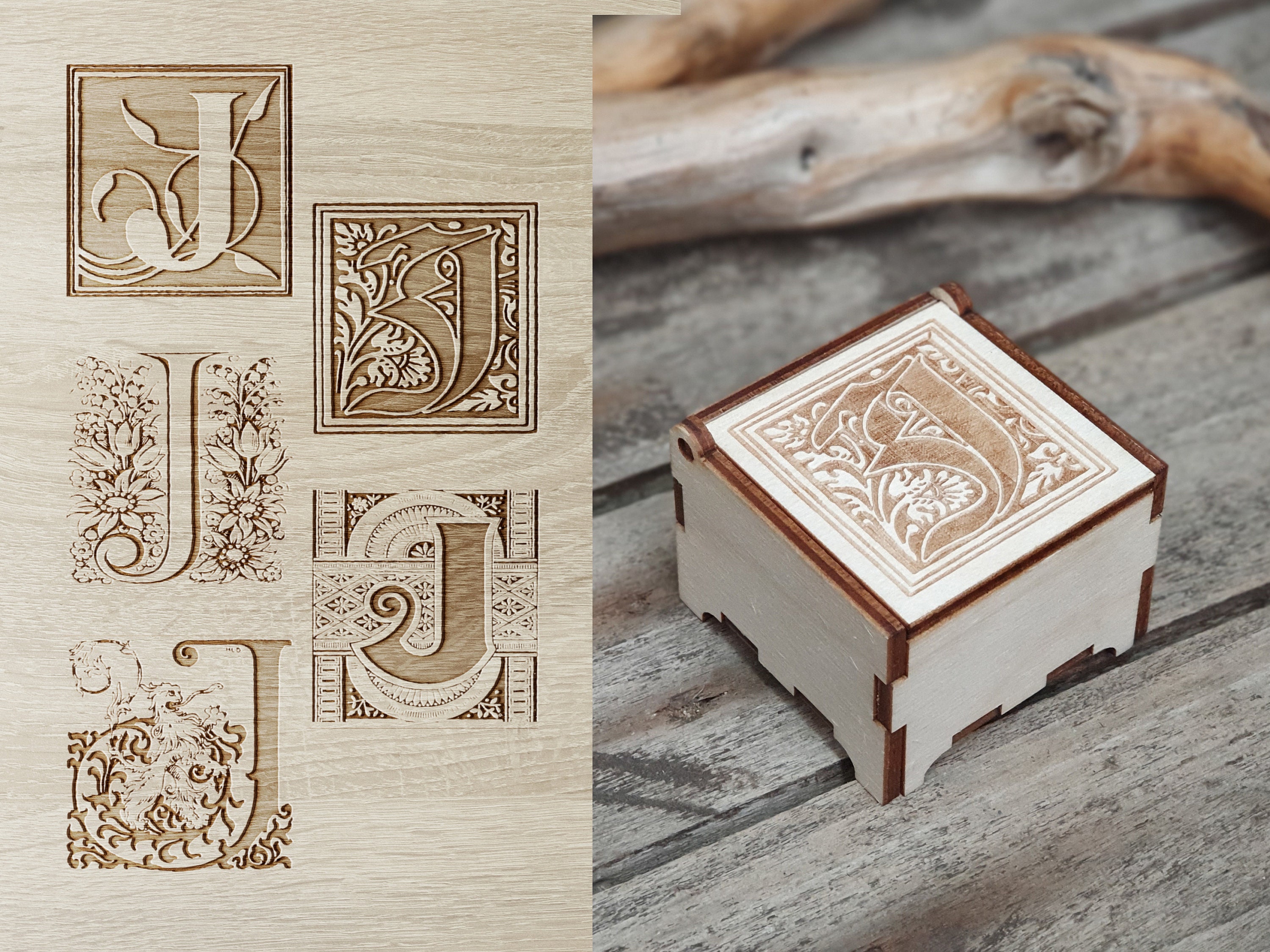 Set of 6 Laser Cut Storage Boxes, Storage Rack With Letter J Engaving ...