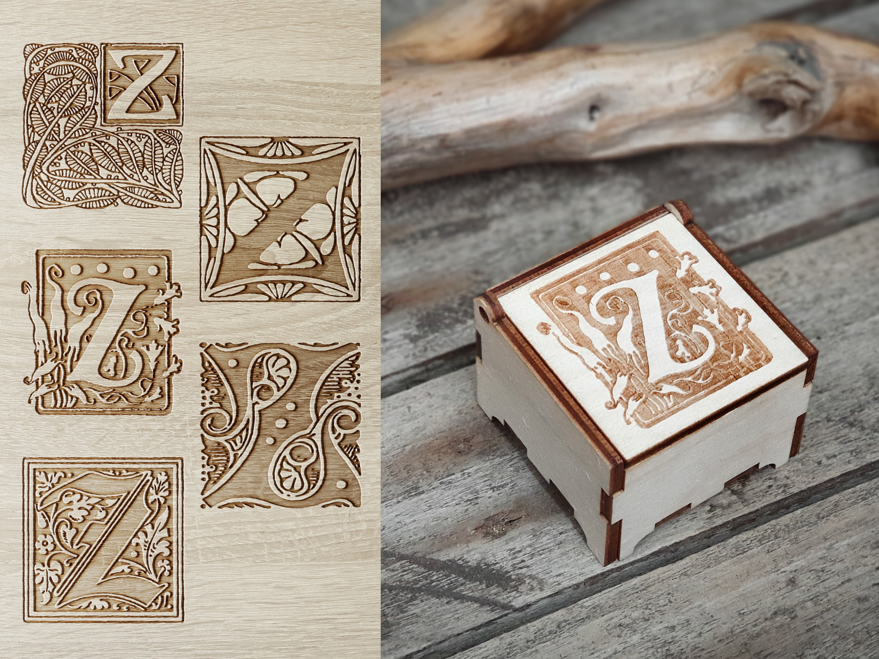 Set of 6 Laser Cut Storage Boxes, Storage Rack With Letter Z Engaving ...