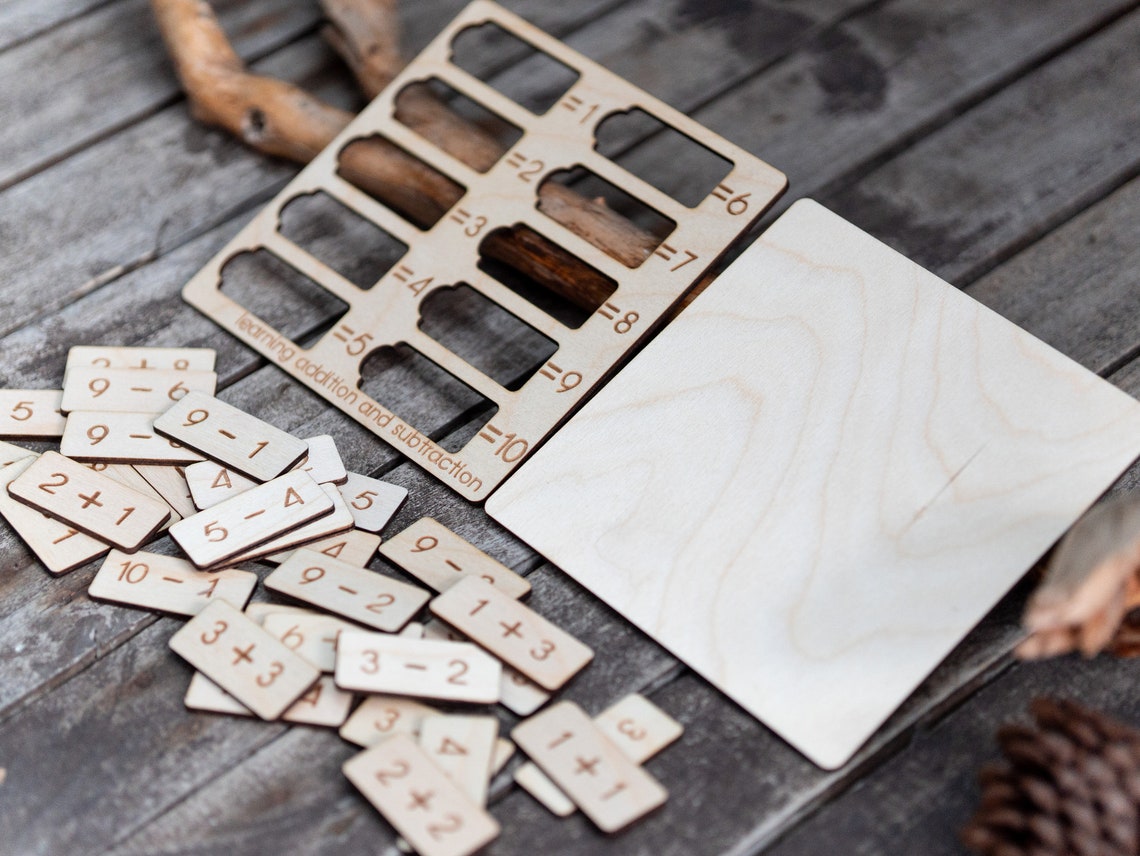 Montessori Aprendizaje Matemáticas SVG Archivo de corte láser / Suma y ...