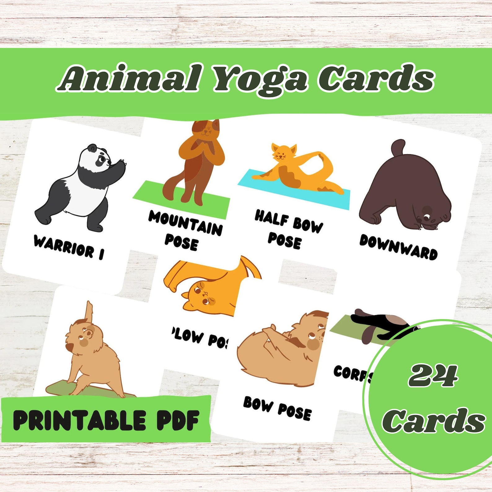 Kids Animal Yoga Poses Cards, Yoga for Kids, Kids Mindfulness, Calming ...