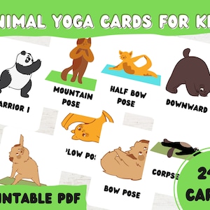 Kids Animal Yoga Poses Cards, Yoga for Kids, Kids Mindfulness, Calming ...