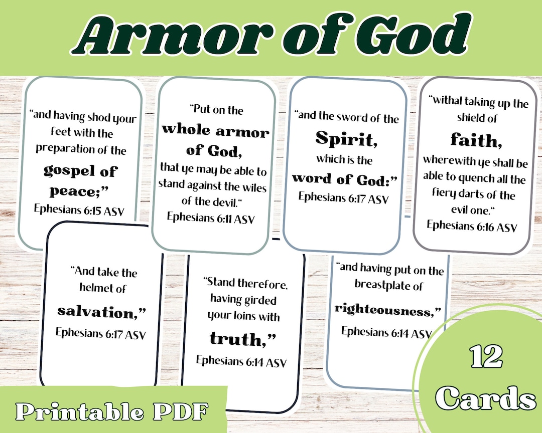 Armor of God, Gods Armor, Ephesians 6, Kids Bible Cards, Bible Verse ...