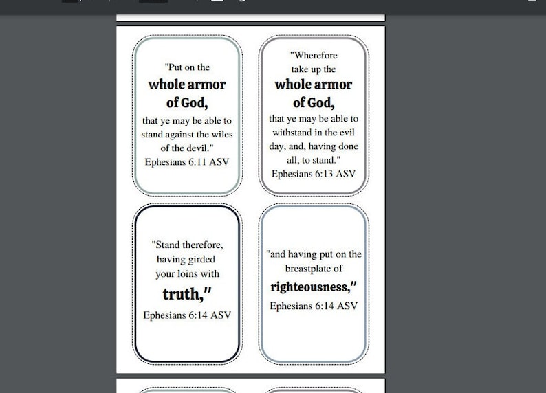 Armor of God, God’s Armor, Ephesians 6, Kids Bible Cards, Bible Verse ...