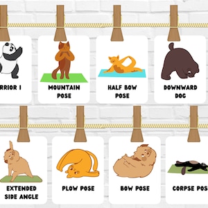 Kids Animal Yoga Poses Cards, Yoga for Kids, Kids Mindfulness, Calming ...