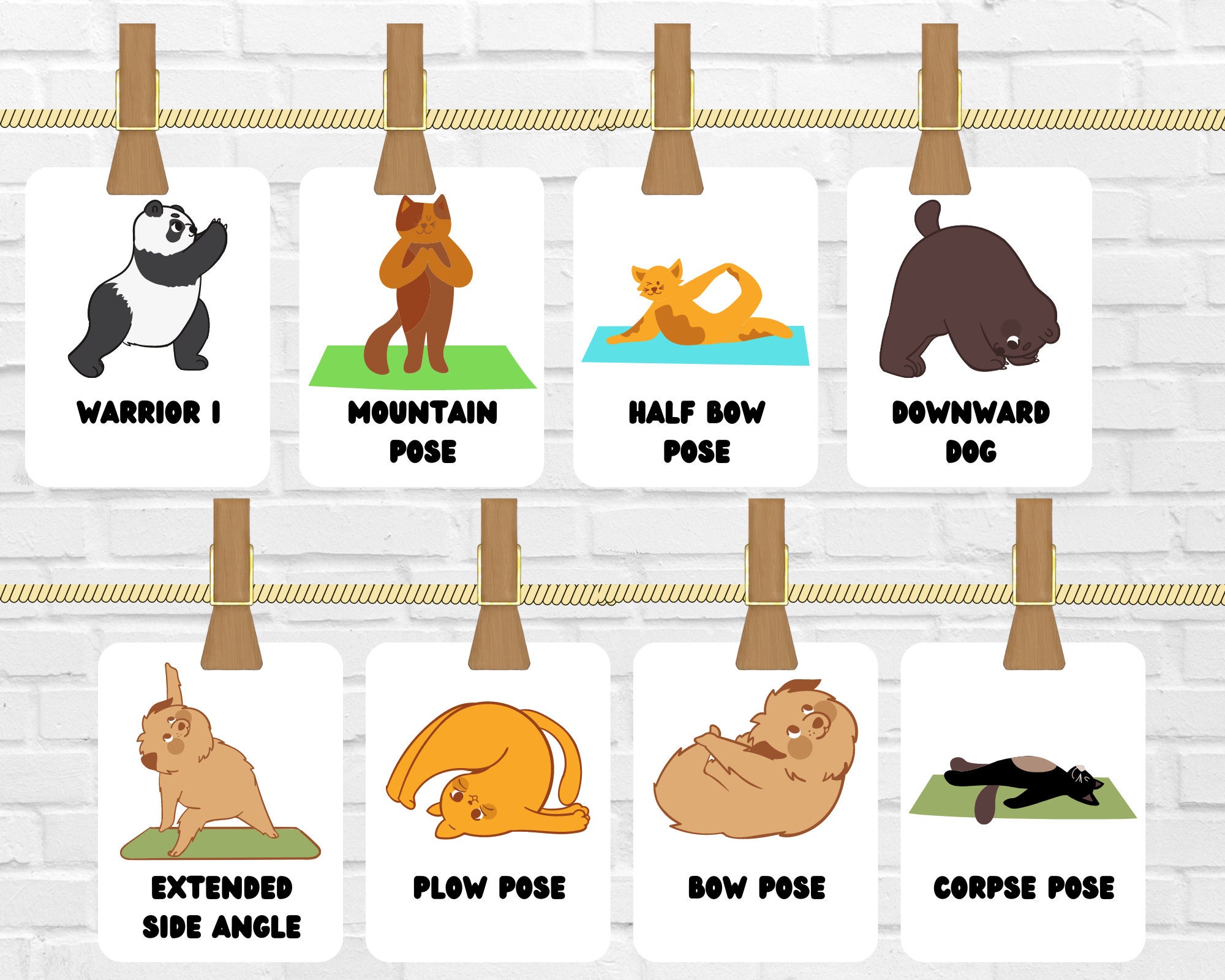 Kids Animal Yoga Poses Cards, Yoga for Kids, Kids Mindfulness, Calming ...