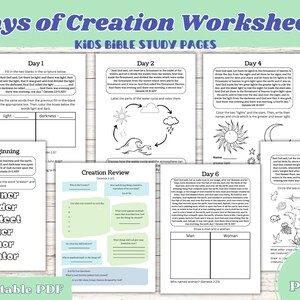 Days of Creation, Bible Activity Pages, Kids Bible Lessons, Kids Bible ...