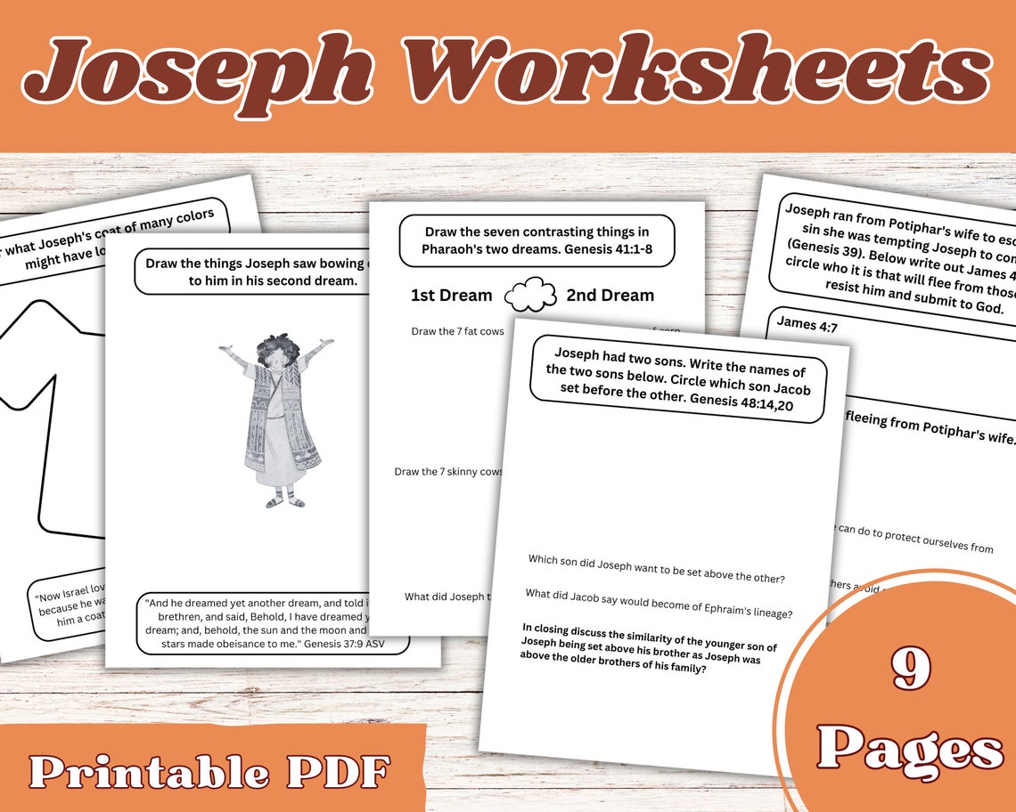 Story of Joseph, Bible Activity Pages, Bible Worksheets, Kids Bible ...