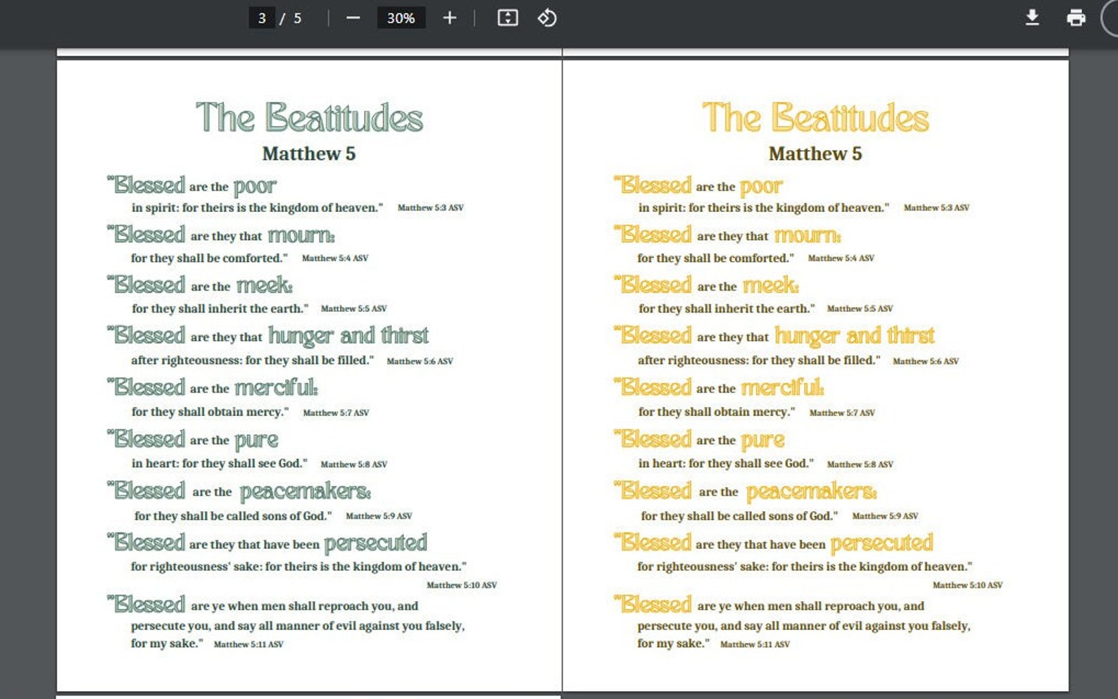 The Beatitudes, Beatitudes Poster, Beatitudes Printable, Matthew 5 ...