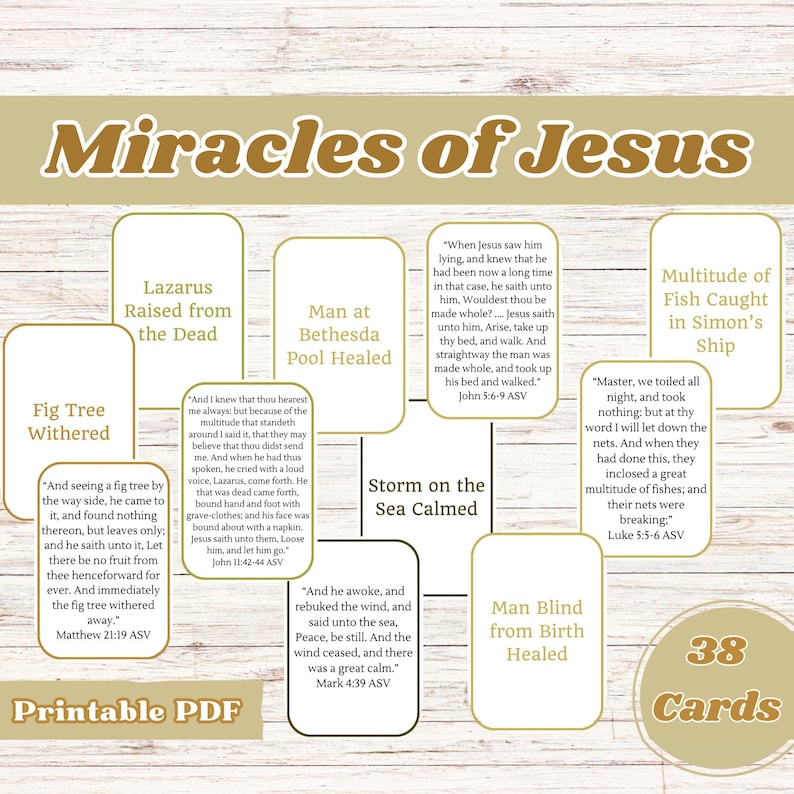 Miracles of Jesus, Jesus Miracles, Bible Flashcards, Kids Bible Cards ...