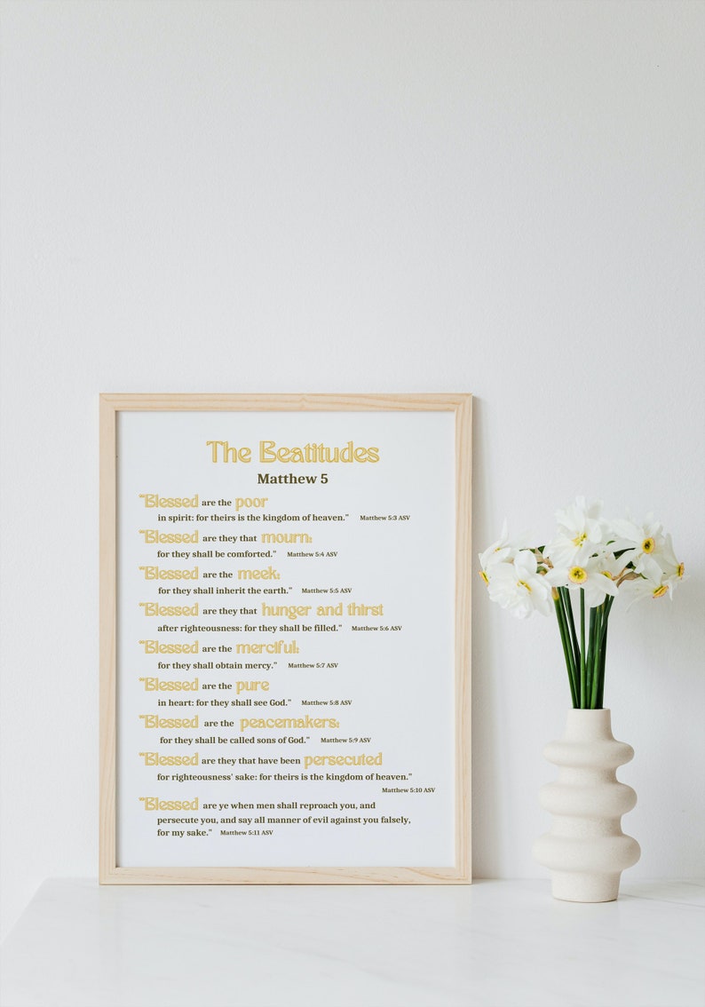 The Beatitudes, Beatitudes Poster, Beatitudes Printable, Matthew 5 ...