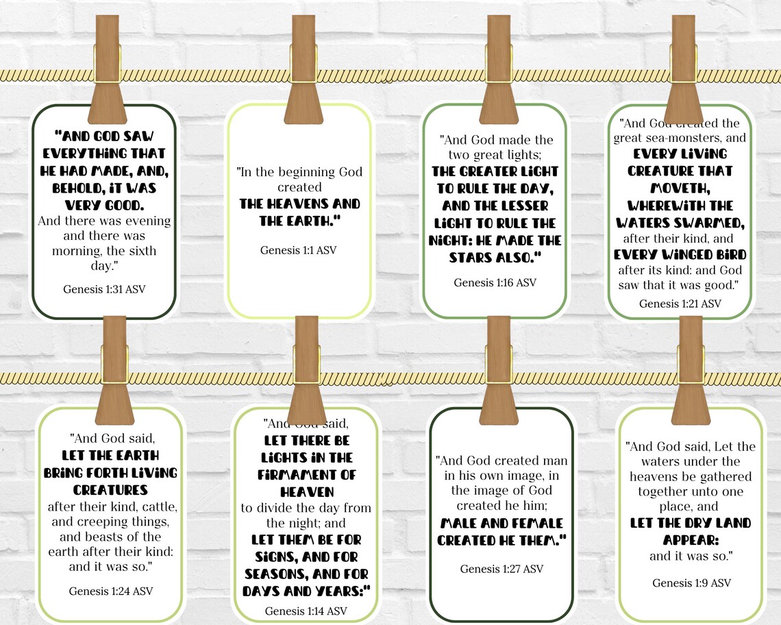 Genesis, Creation Bible Story, Kids Bible Cards, Bible Flash Cards ...