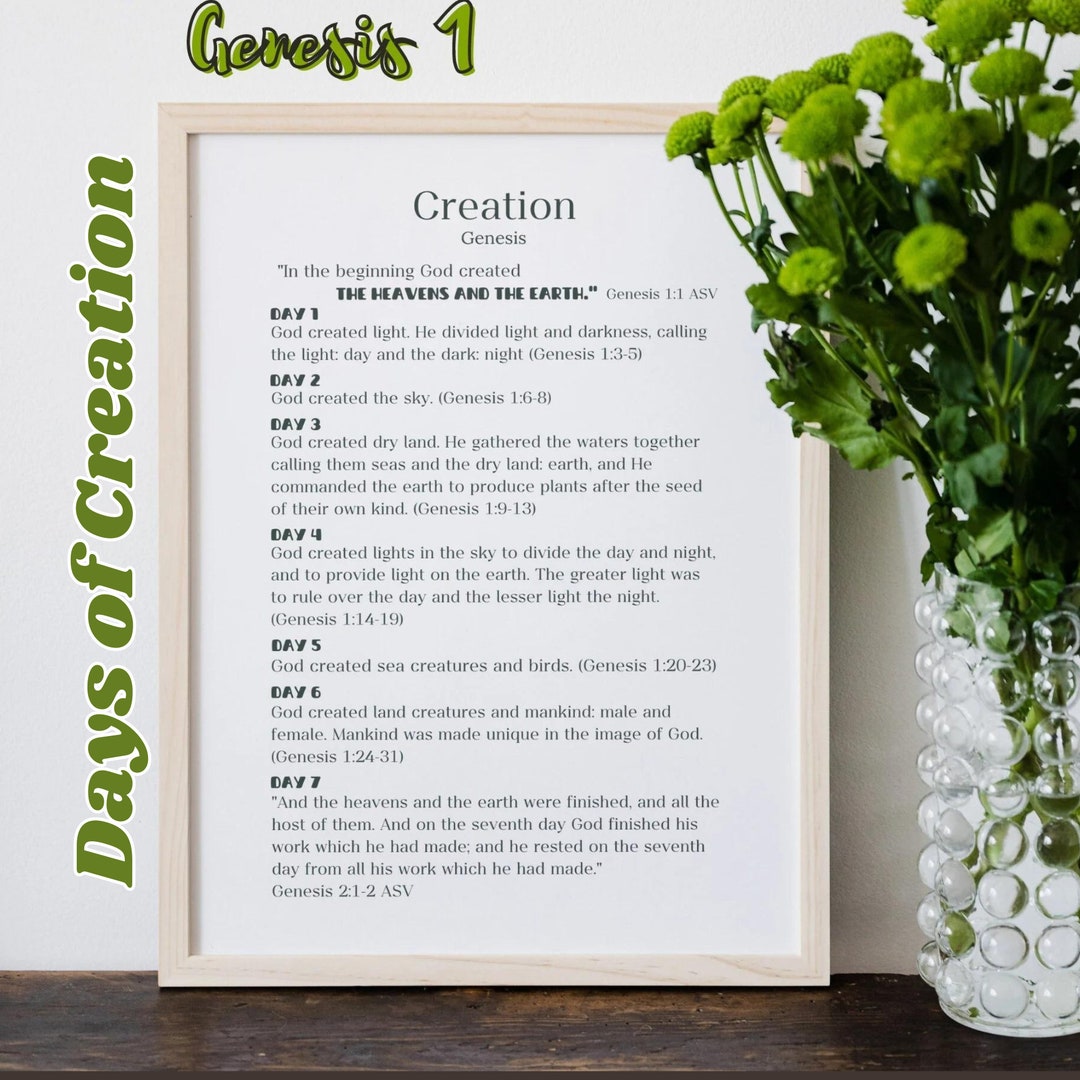 Genesis 1, Creation Poster, Genesis Wall Art, Creation Wall Decor ...