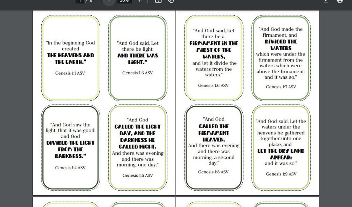 Genesis, Creation Bible Story, Kids Bible Cards, Bible Flash Cards ...