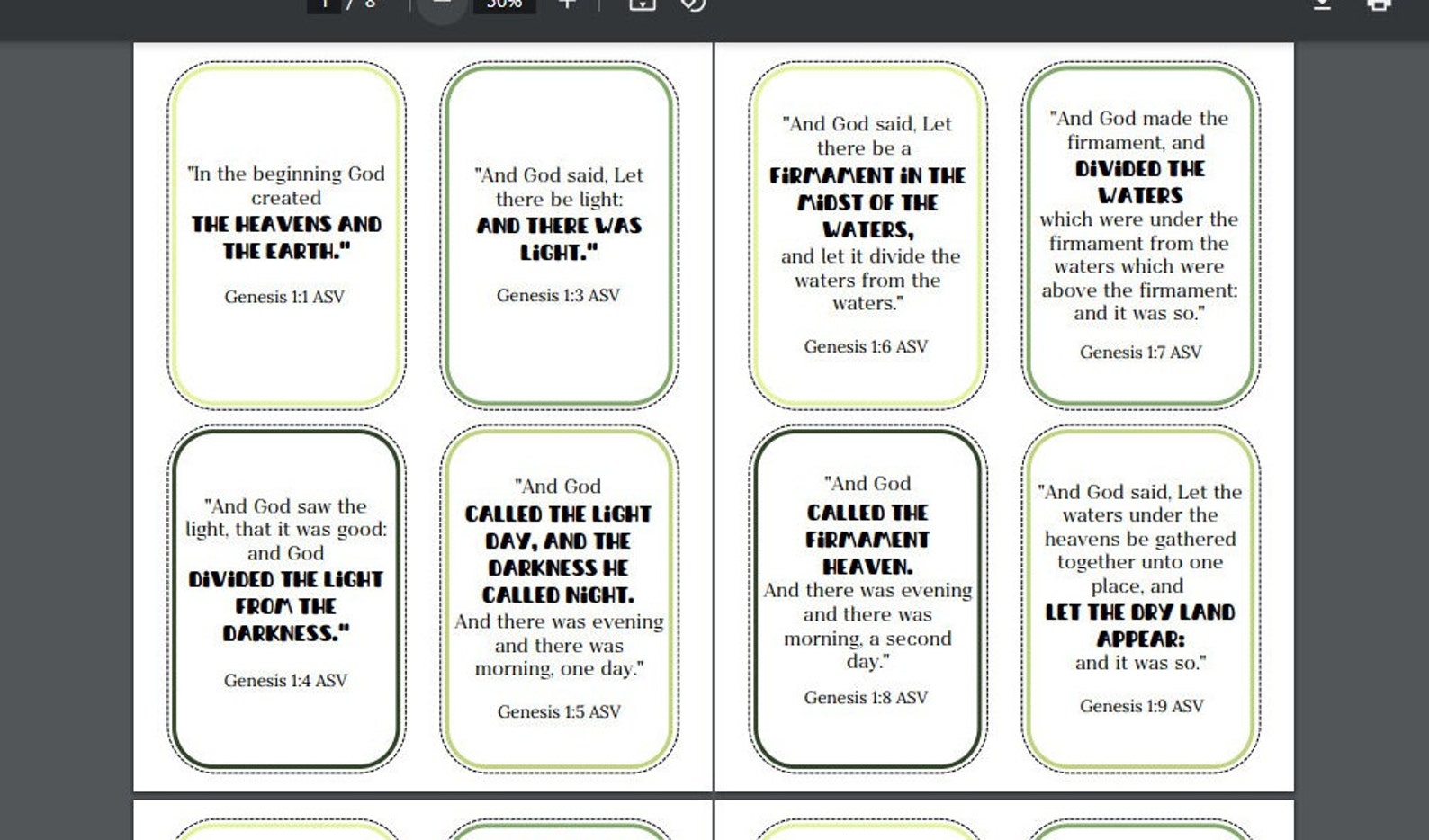 Genesis, Creation Bible Story, Kids Bible Cards, Bible Flash Cards ...