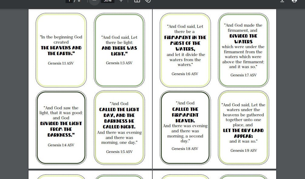 Genesis, Creation Bible Story, Kids Bible Cards, Bible Flash Cards ...