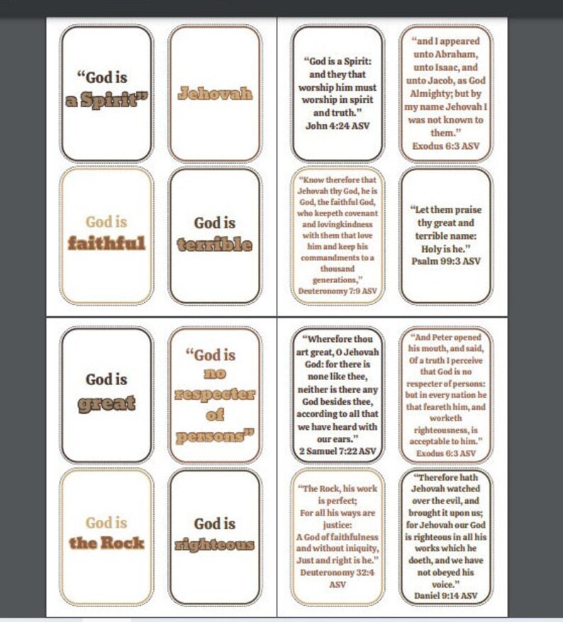 Names of God, Attributes of God, Bible Flashcards, Kids Bible Cards ...