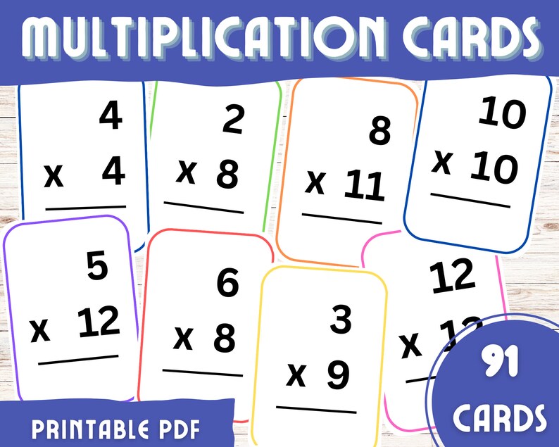 Multiplication Cards Math Printables Math Flashcards Kids - Etsy
