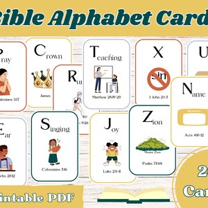 Bible Alphabet, Kids Bible Cards, Alphabet Flashcards, ABC Bible Verses ...