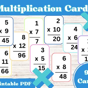 Multiplication Cards, Math Printables, Math Flashcards, Kids Math ...