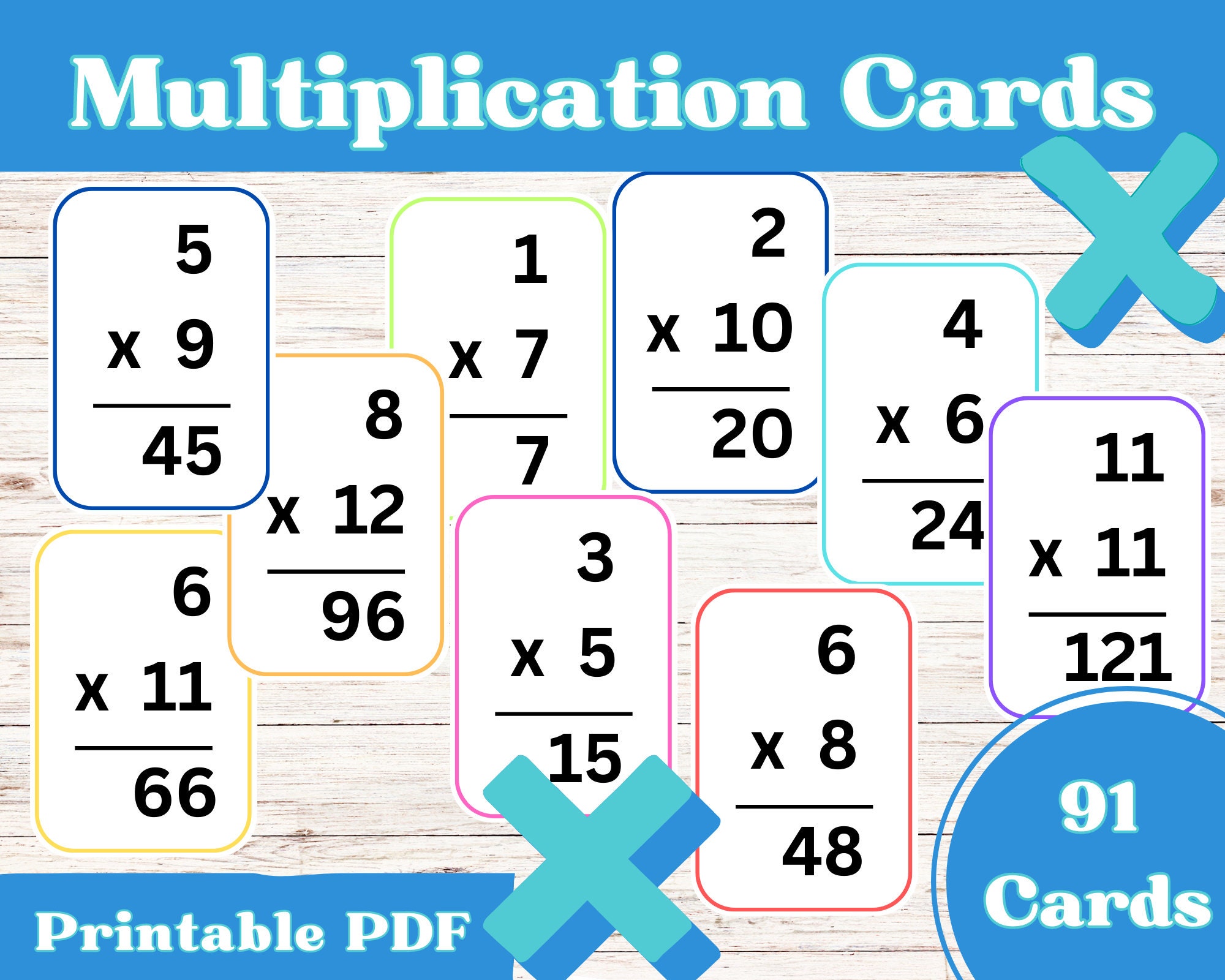Multiplication Cards, Math Printables, Math Flashcards, Kids Math ...