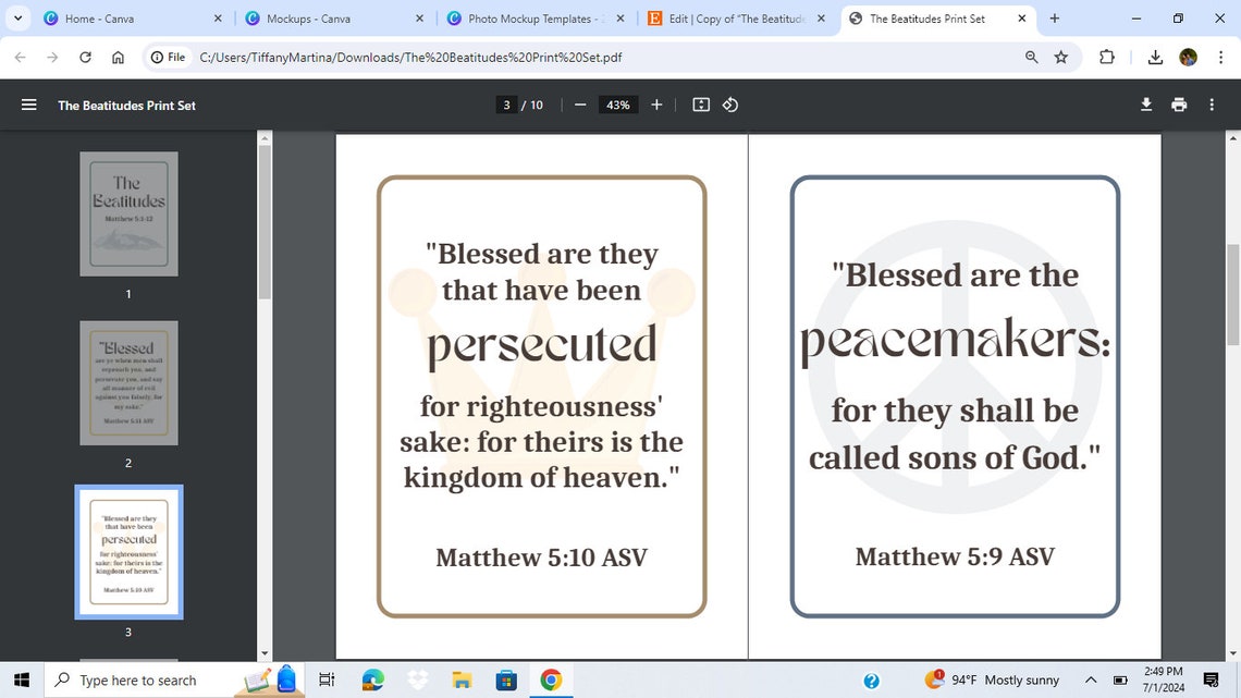 The Beatitudes, Beatitudes, Beatitudes Printable, Matthew 5, Beatitudes ...