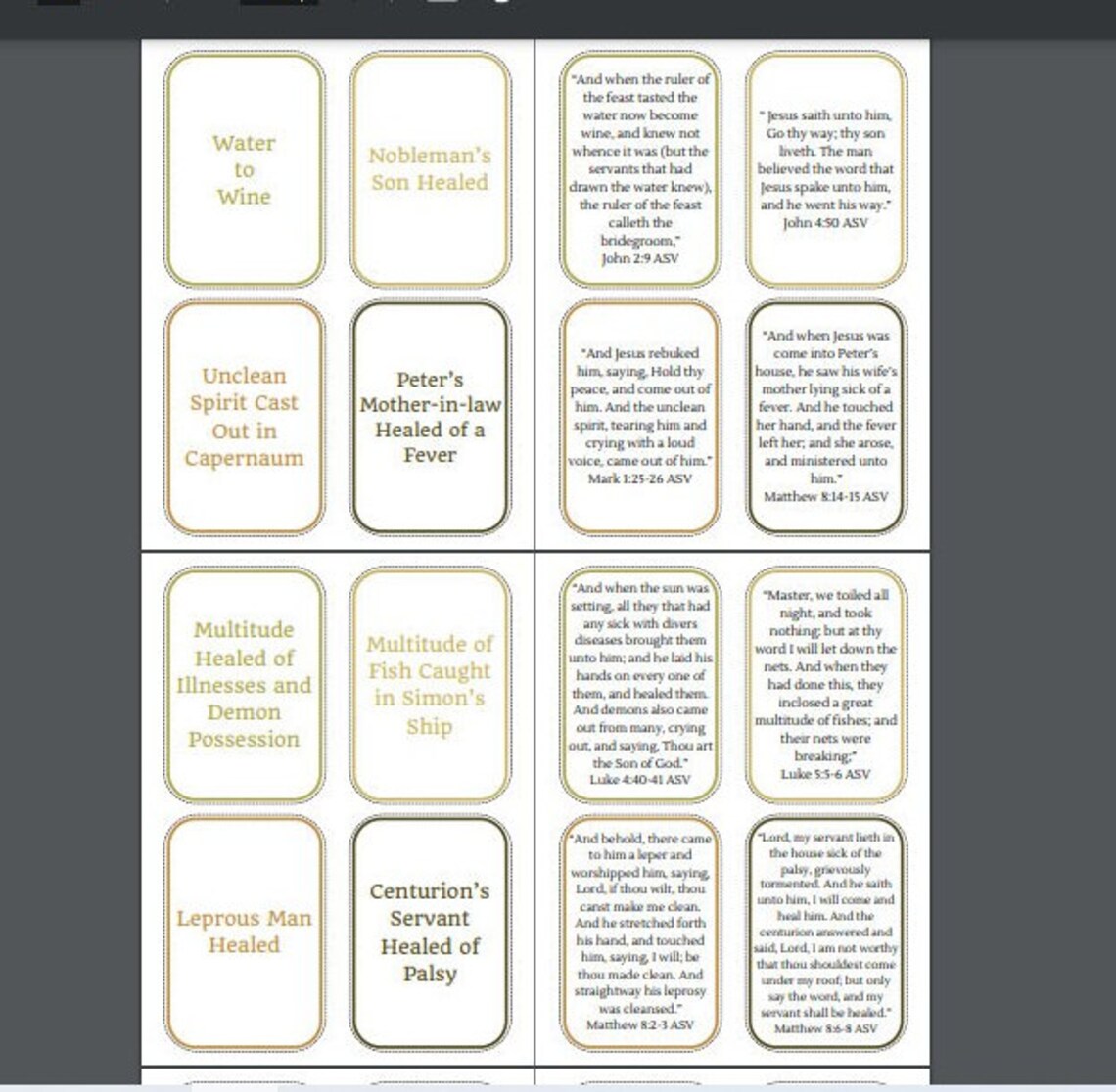 Miracles of Jesus, Jesus Miracles, Bible Flashcards, Kids Bible Cards ...