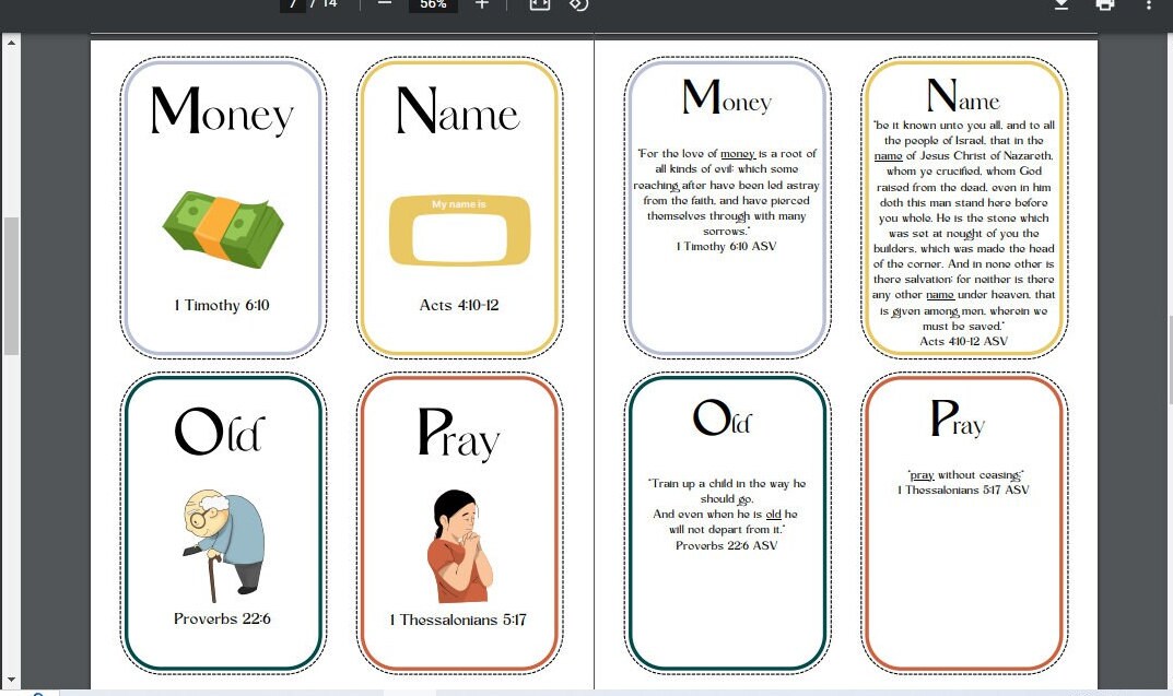 Bible Alphabet, Kids Bible Cards, Alphabet Flashcards, ABC Bible Verses ...