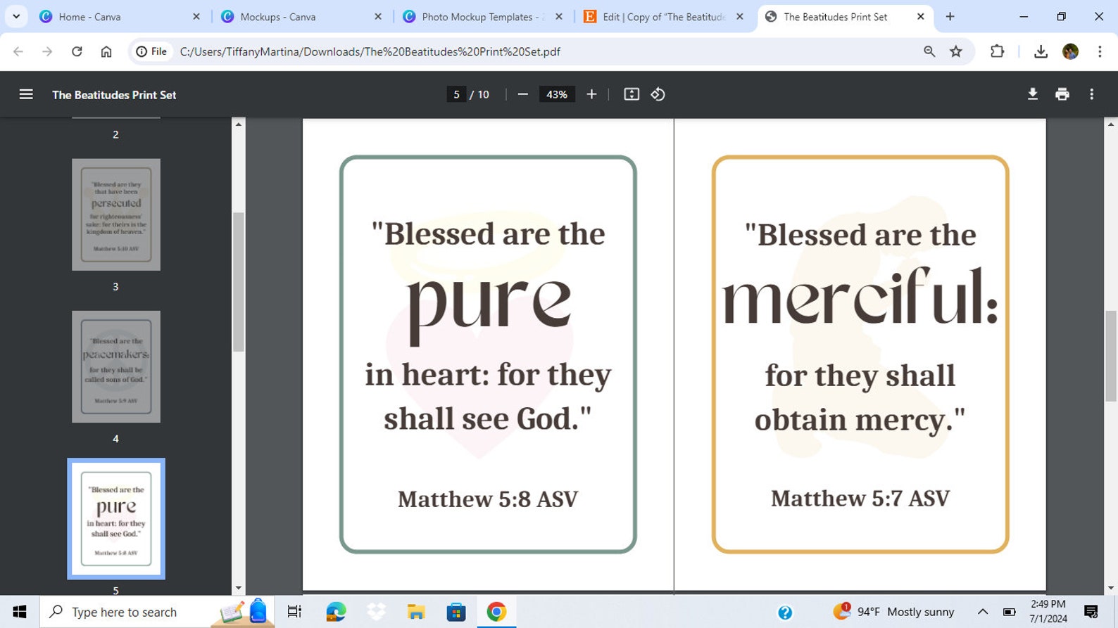 The Beatitudes, Beatitudes, Beatitudes Printable, Matthew 5, Beatitudes ...