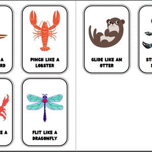 Kids Movement Cards, Animal Flash Cards, Animal Flashcards, Kids ...