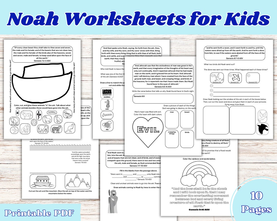 Noah and the Ark, Bible Worksheets, Noah Printable, Kids Bible Study ...