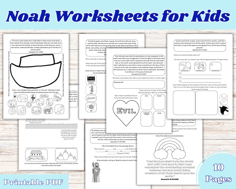 Noah and the Ark, Bible Worksheets, Noah Printable, Kids Bible Study ...