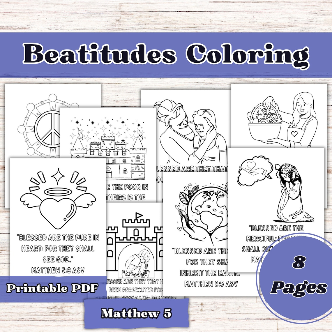 The Beatitudes, Beatitudes, Beatitudes Printable, Bible Coloring Pages ...