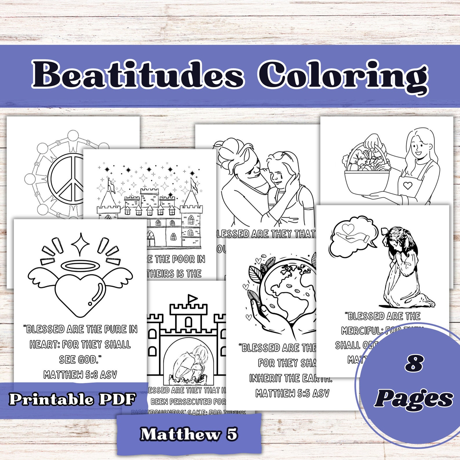 The Beatitudes, Beatitudes, Beatitudes Printable, Bible Coloring Pages ...
